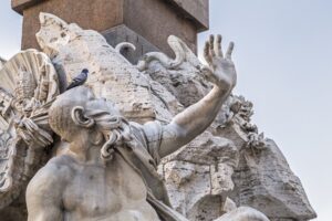 De afwerende hand van Bernini op Piazza Navona in Rome